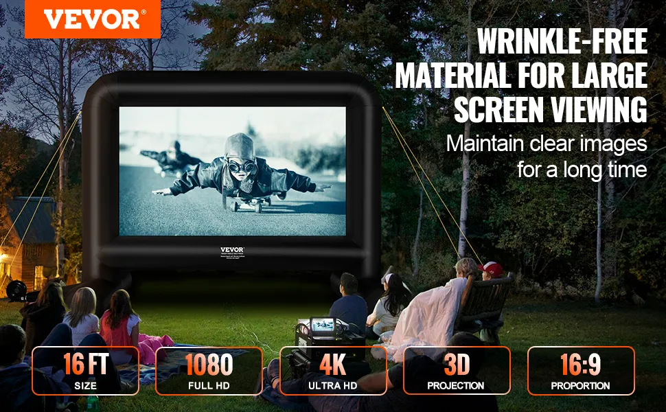 VEVOR Inflatable Movie Screen, 16 FT Inflatable Projector Screen for ...