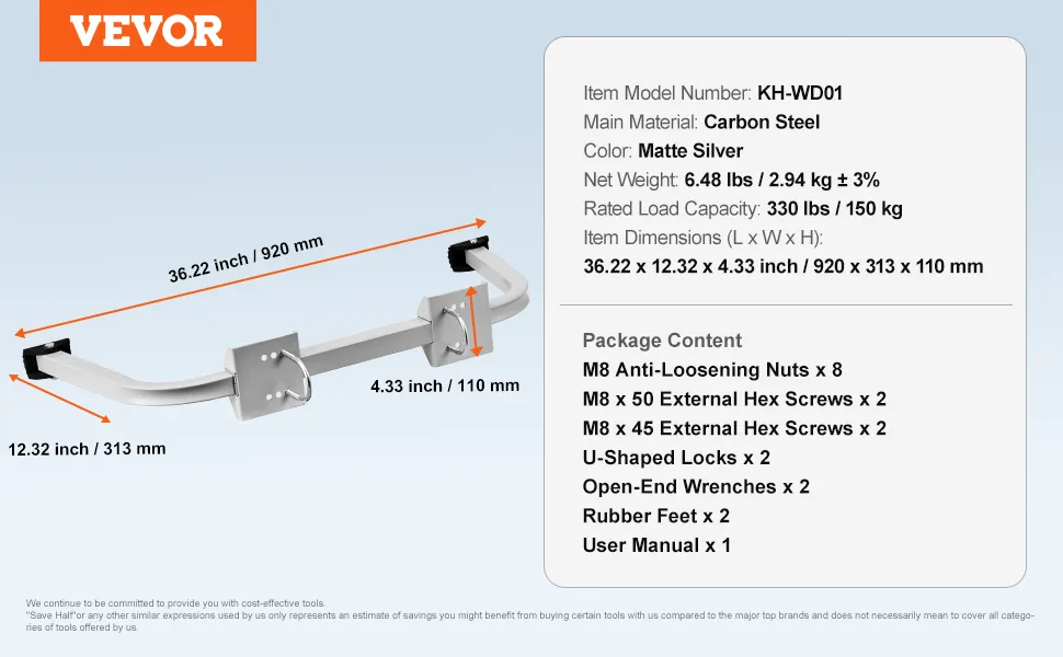 VEVOR Ladder Stabilizer, Extension Ladder Standoff, Heavy Duty Wing ...