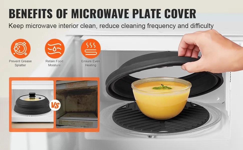 VEVOR Microwave Splatter Cover & Mat 10.8" Collapsible Microwave Food ...