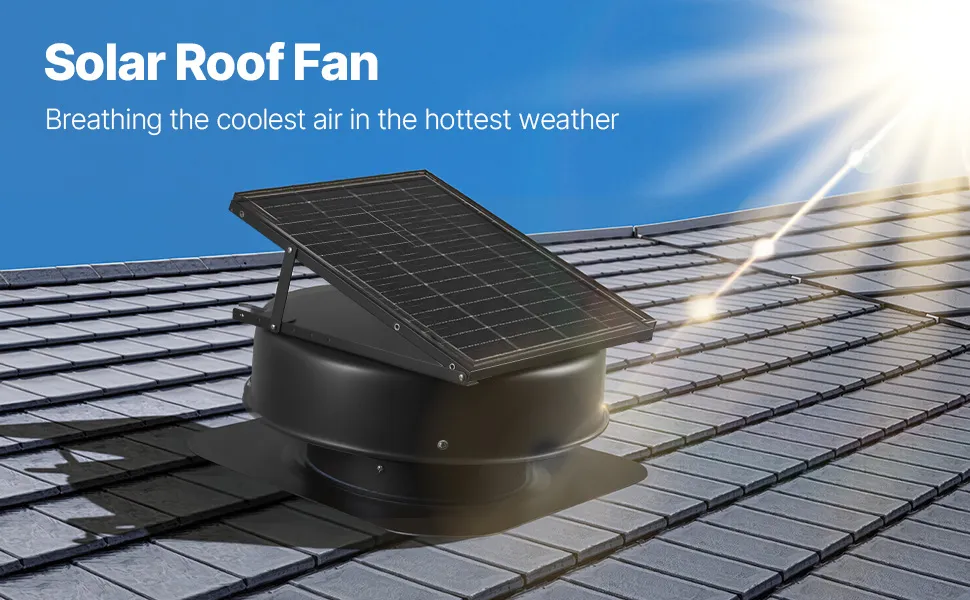 Solar Roof Attic Exhaust Fan 50W with Smart Thermostat Remote Control ...