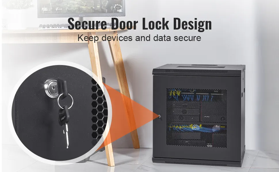 VEVOR 12U Wall Mount Server Cabinet, 15.5'' Depth, Network Rack ...