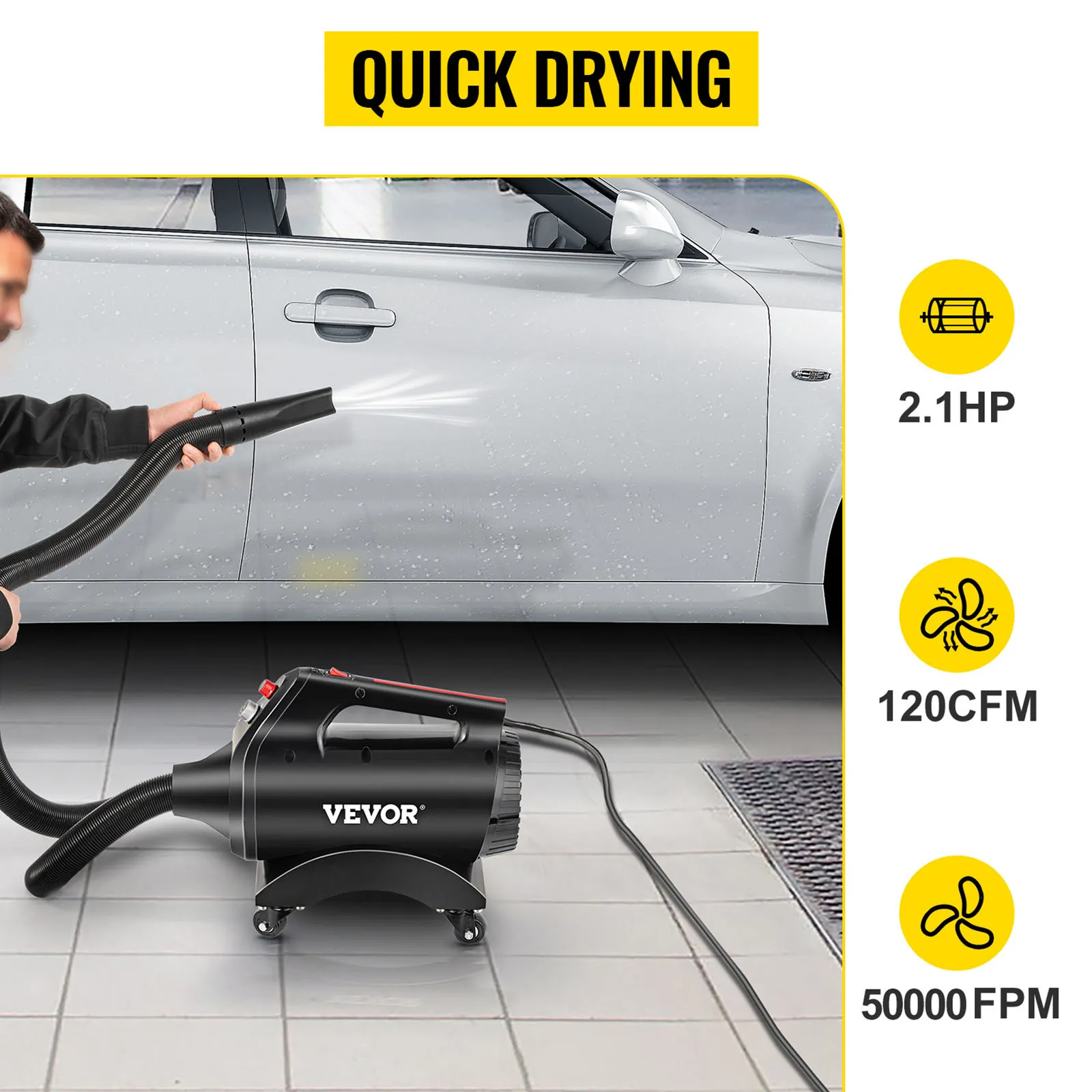 VEVOR Car Dryer Blower 2.1HP,Powerful Car Air blower with 120CFM ...