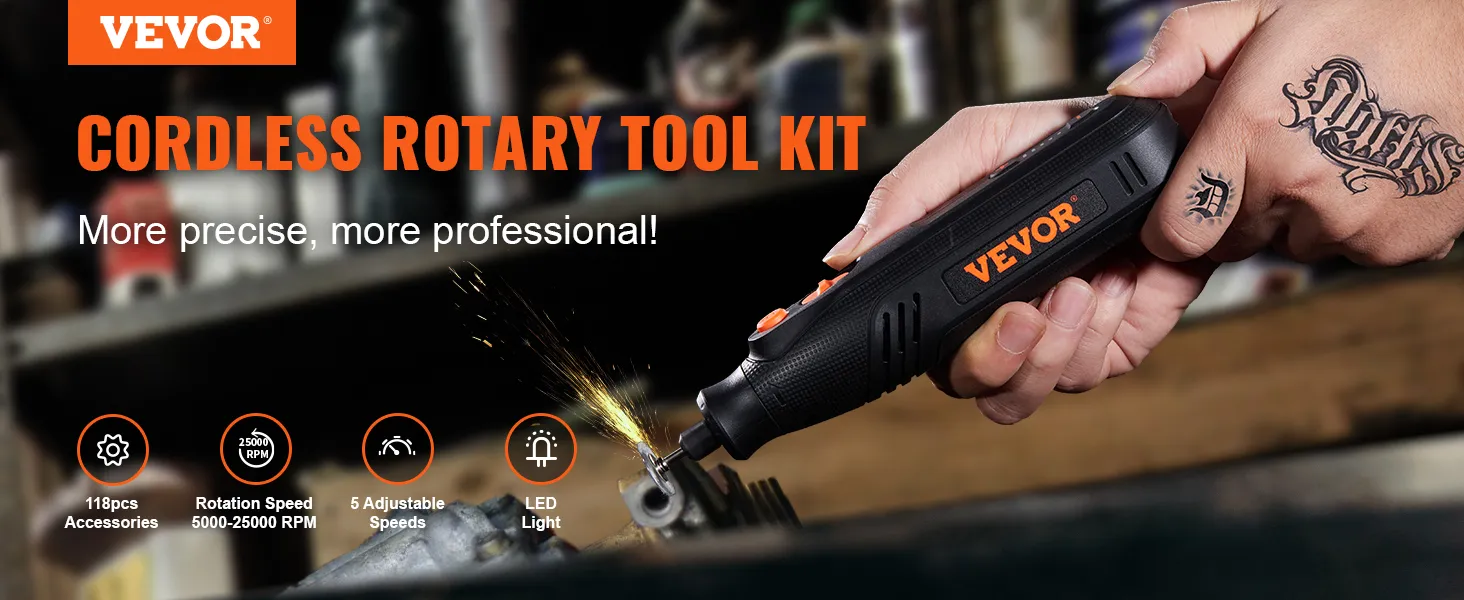 VEVOR Rotary Tool Kit 4V, Mini Rechargeable Engraver Tool 5 Variable ...