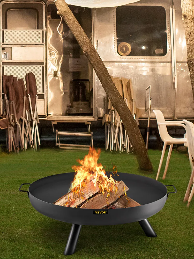 VEVOR Fire Pit Bowl, 28-Inch Diameter Round Carbon Steel Fire Bowl ...