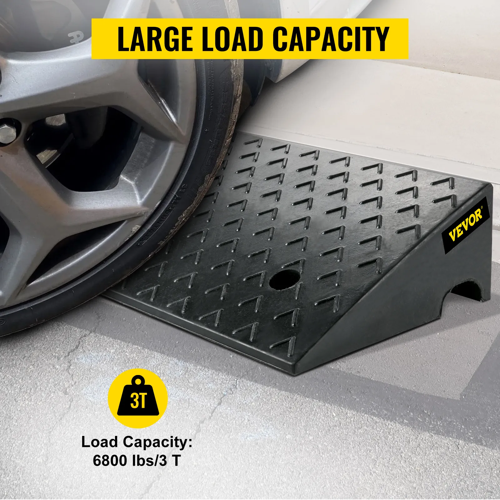 VEVOR Rubber Curb Ramp, 6" Rise Height 2 Pack, Heavy-Duty 6800 lbs/3 T ...