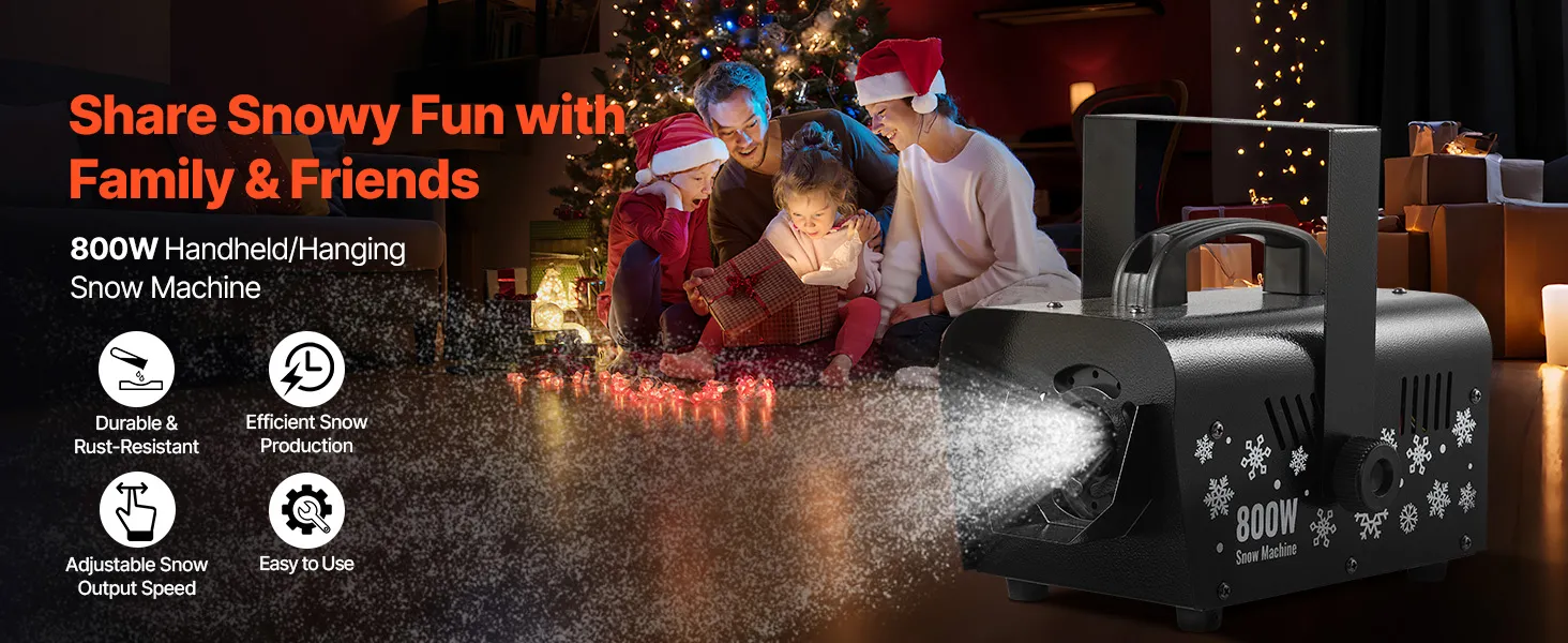 VEVOR Snow Machine, 800W Handheld/Hanging Snow Maker, Portable Wireless ...