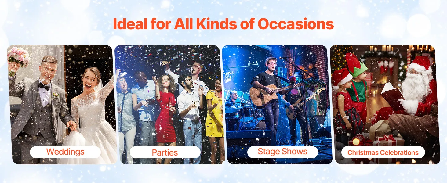 VEVOR Snow Machine, 800W Handheld/Hanging Snow Maker, Portable Wireless ...