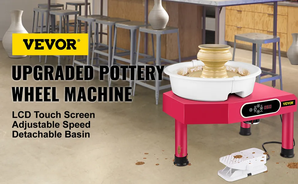 VEVOR Pottery Wheel Ceramic Forming Machine, 9.8" LCD Touch Screen Clay ...