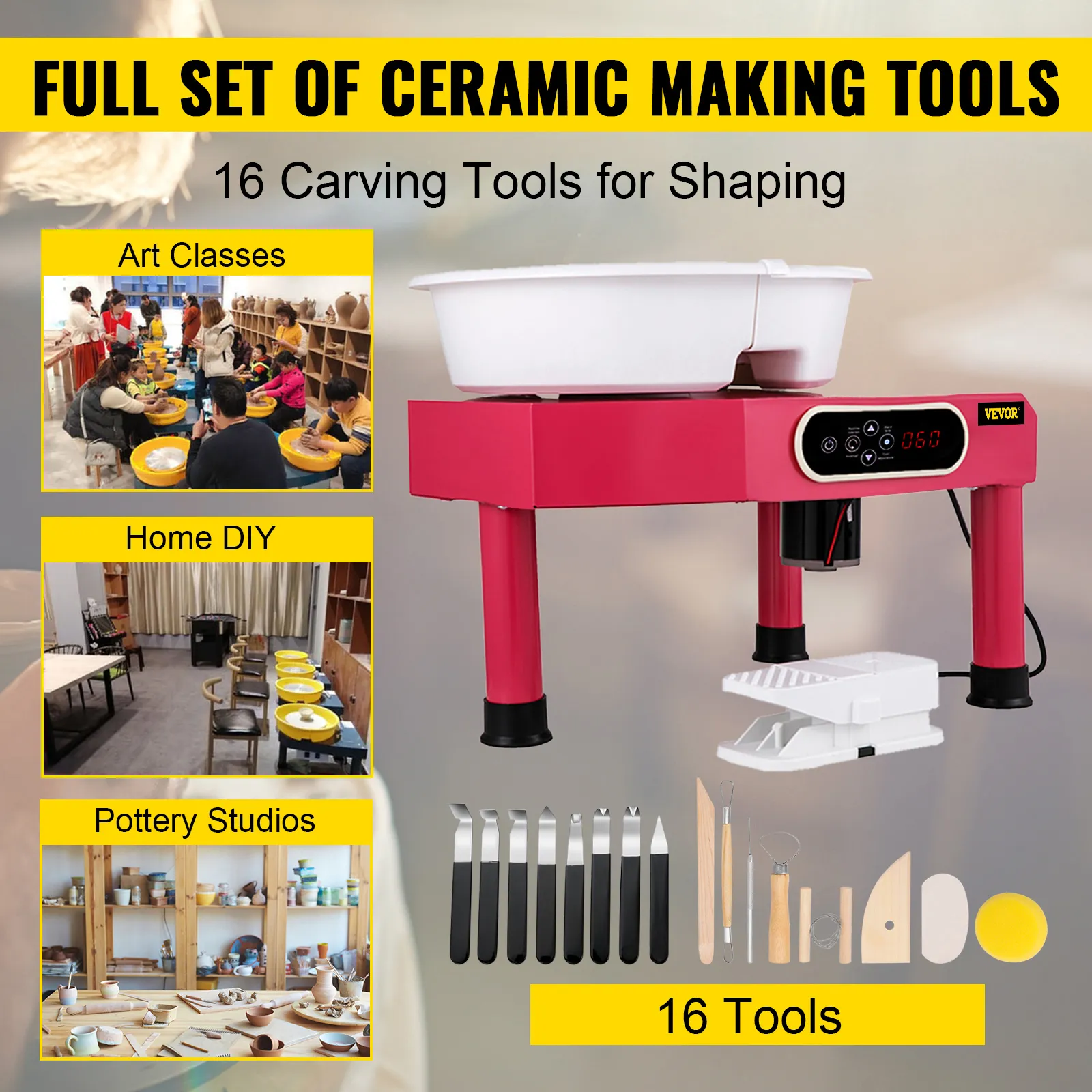 VEVOR Pottery Wheel Ceramic Forming Machine, 9.8" LCD Touch Screen Clay ...