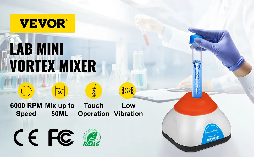 VEVOR Vortex Mixer, 6000rpm Mini Vortex Mixer Shaker Touch Function USB ...