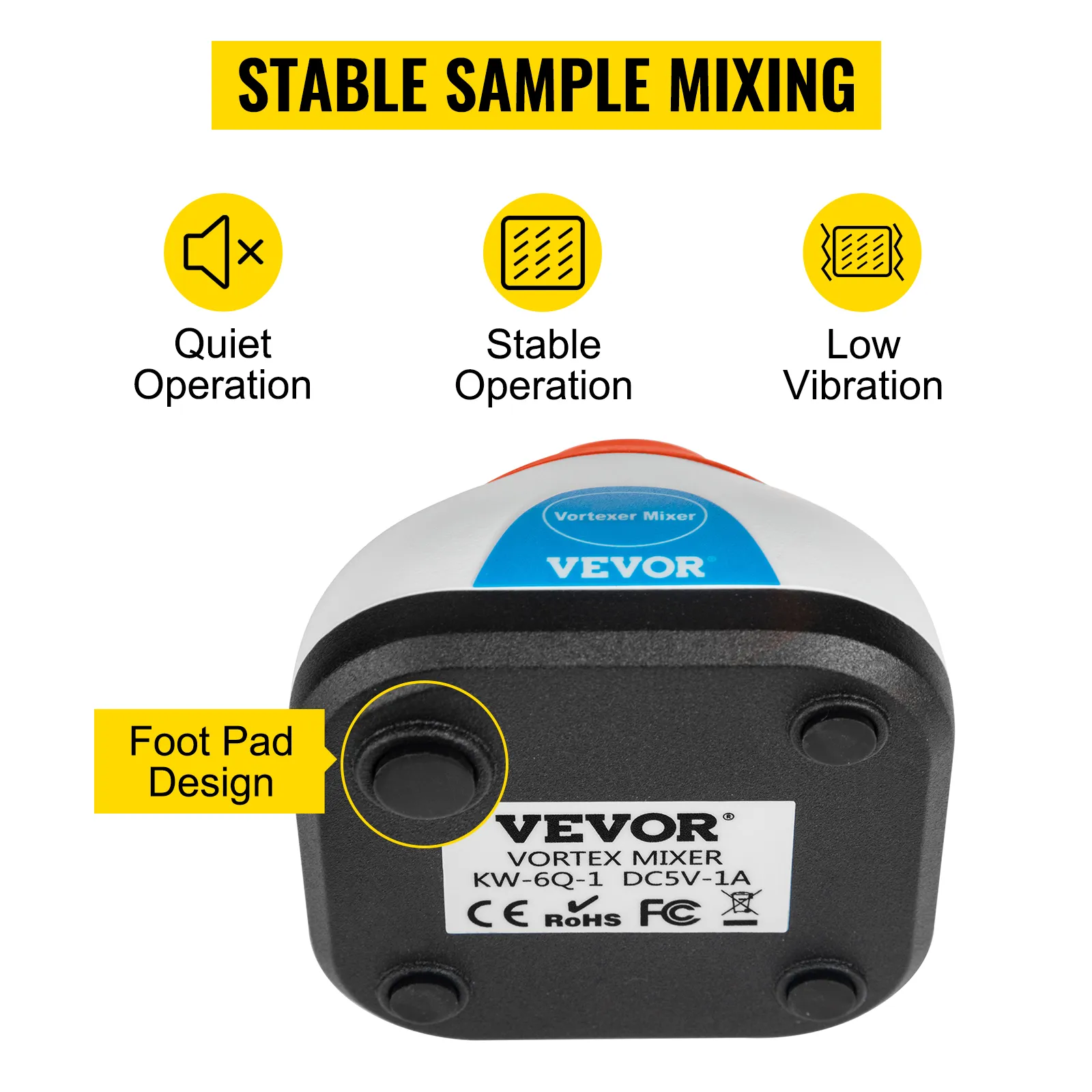 VEVOR Vortex Mixer, 6000rpm Mini Vortex Mixer Shaker Touch Function USB ...