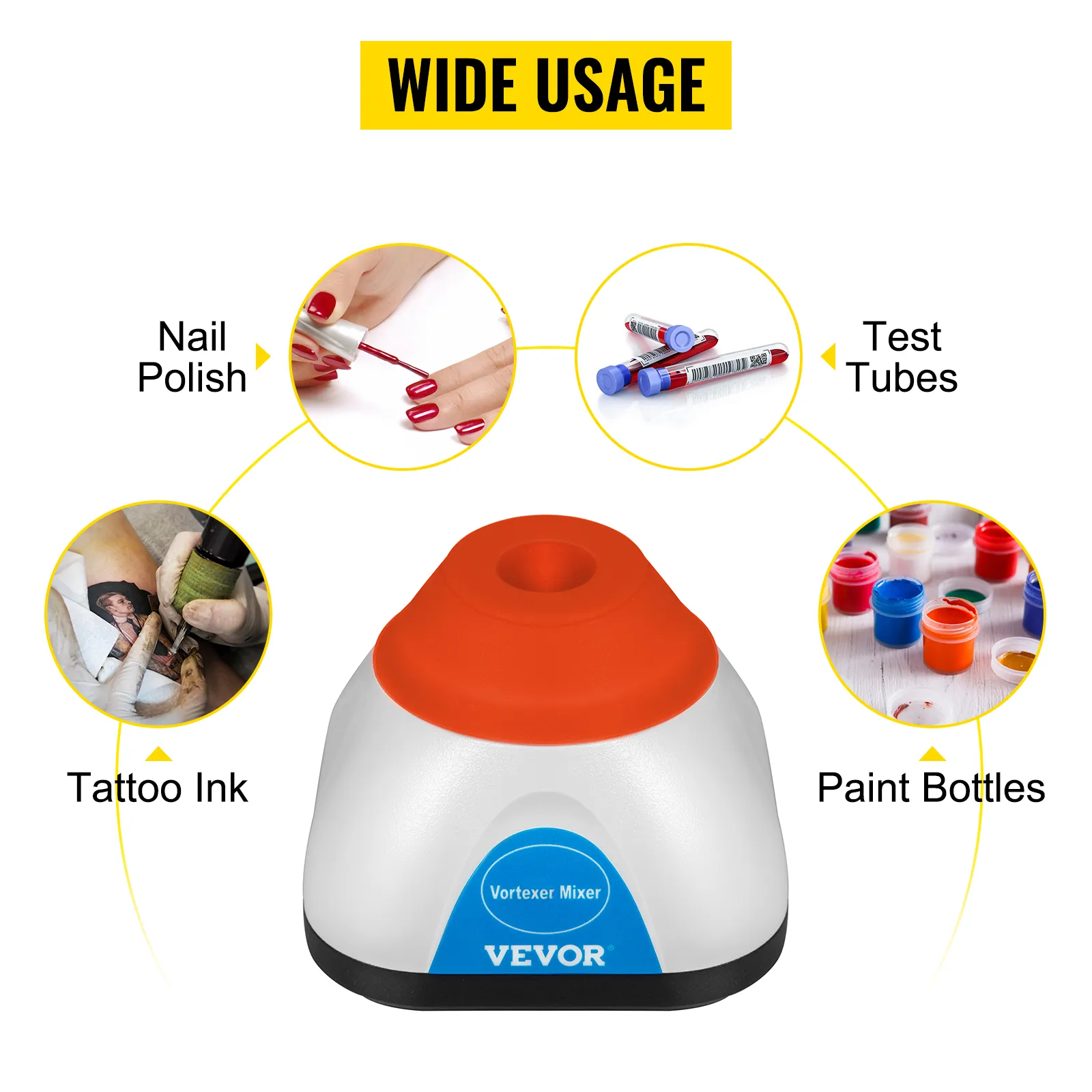 VEVOR Vortex Mixer, 6000rpm Mini Vortex Mixer Shaker Touch Function USB ...