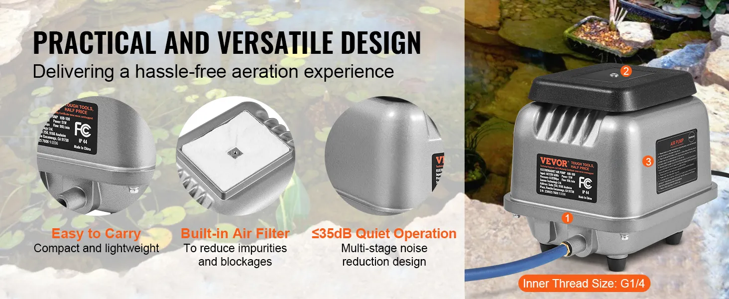 VEVOR Linear Air Pump, 90L/Min Air Flow Septic Aerator Pump, Aeration ...