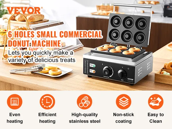 VEVOR Electric Donut Maker, 1550W Commercial Doughnut Machine with Non ...
