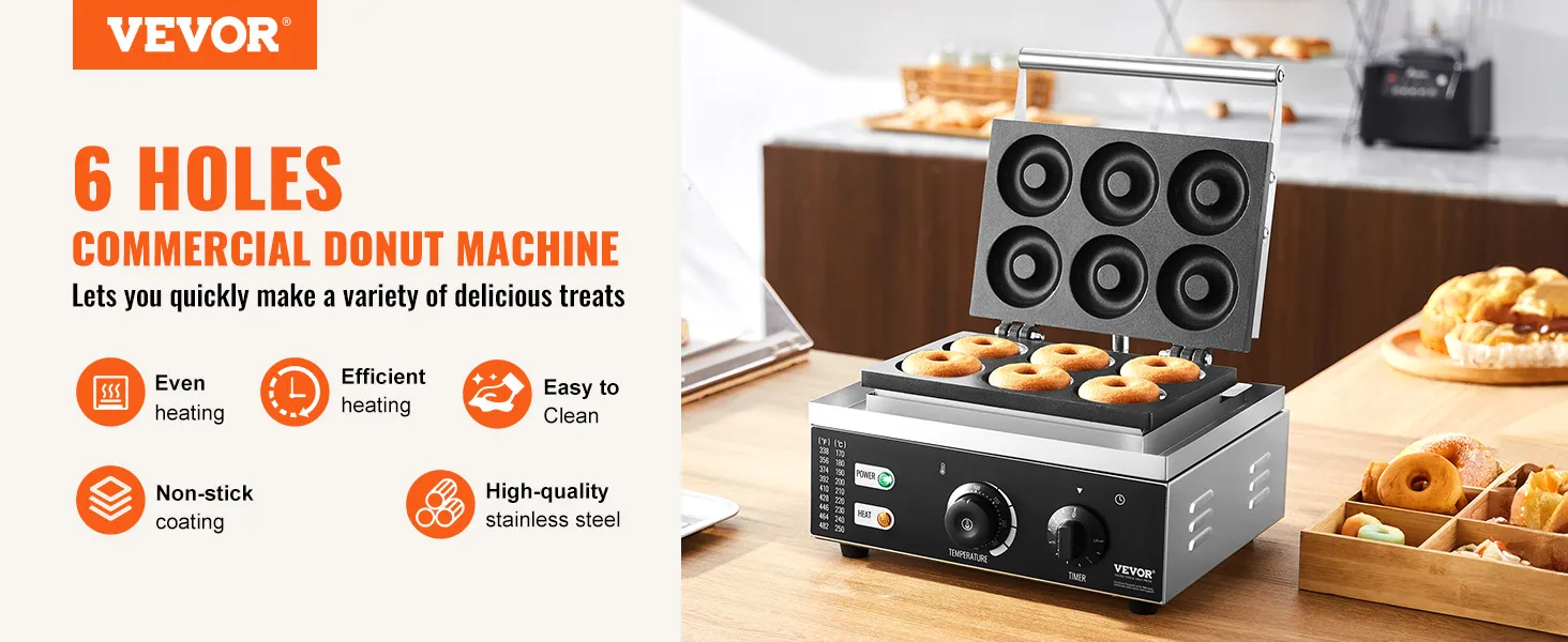 VEVOR Electric Donut Maker, 1550W Commercial Doughnut Machine with Non ...