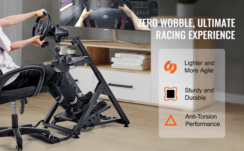 VEVOR Foldable Racing Steering Wheel Stand, Height Adjustable Universal ...