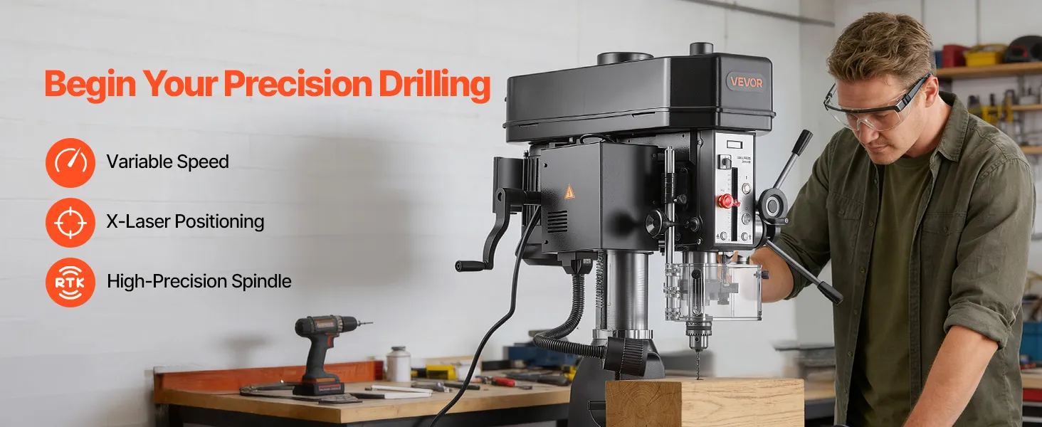 VEVOR 15.875-Inch Mill Drill Machine, 2 HP, Benchtop Milling Drill ...