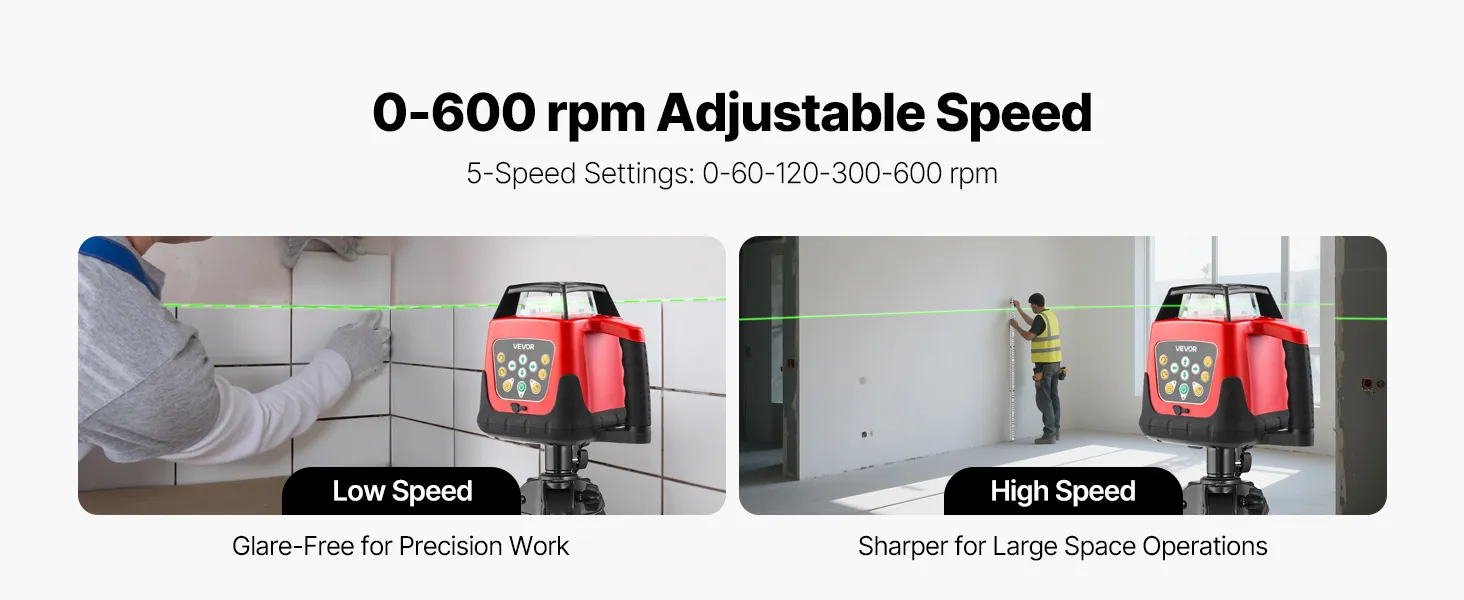 VEVOR Rotary Laser Level Kit, 2000ft 360-Degree Self Leveling Green ...