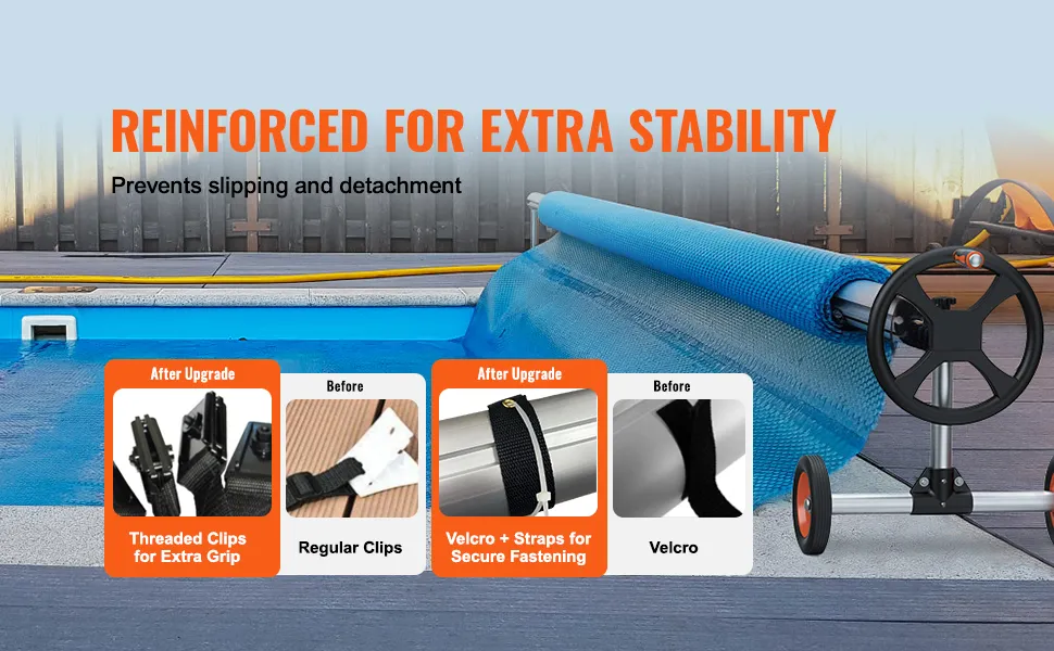 VEVOR Pool Cover Reel, Aluminum Solar Cover Reel 14 ft, Inground ...