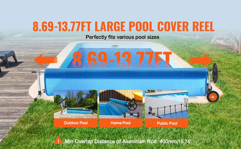 VEVOR Pool Cover Reel, Aluminum Solar Cover Reel 14 ft, Inground ...