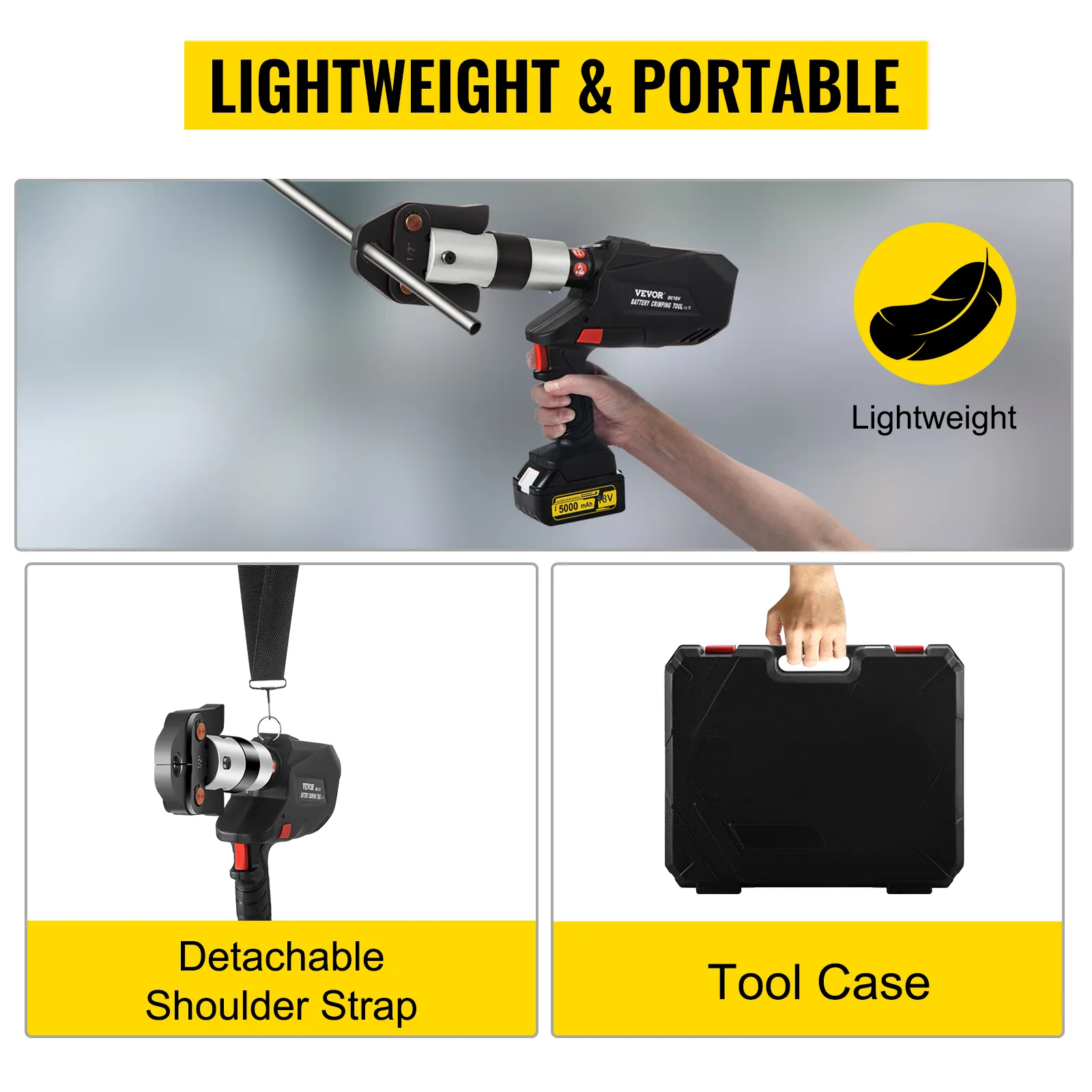 VEVOR Propress Kit 18V Tools Propress with 1/2" 3/4" 1"1-1/4" 1-1/2" 2 ...