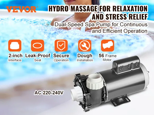 VEVOR 2 Speed SPA Pump, 56-Frame, AC 220-240V Hot Tub SPA Pump, 4HP ...