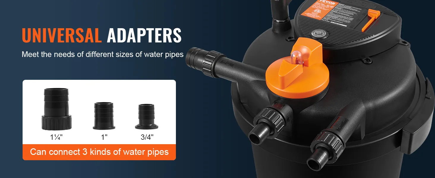 VEVOR Bio Pressure Pond Filter, Up to 2000 Gallons, with 13W UV-C Light ...