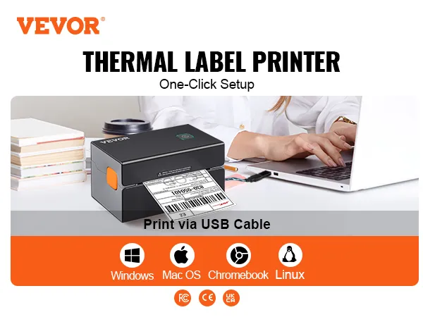 VEVOR HD(300DPI) Thermal Label Printer, Shipping Label Printer with ...