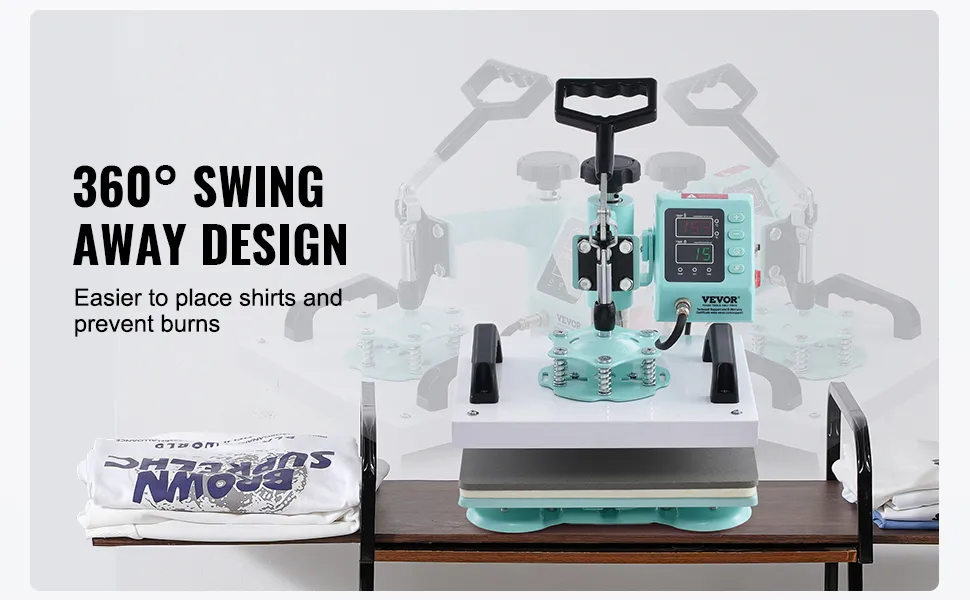 VEVOR Heat Press, 12 x 10inch Heat Press Machine, 360° Swing Away T ...