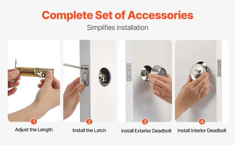 VEVOR Deadbolt Lock, Round Single Cylinder Dead Bolt, Keyed 1 Side ...