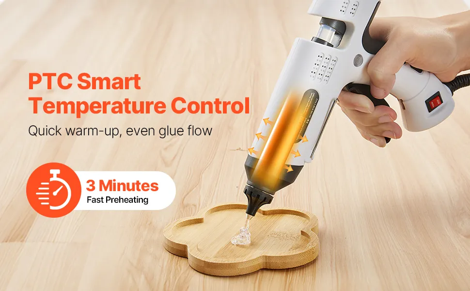 VEVOR White Hot Glue Gun – 60/100W Dual Power, 20 Sticks