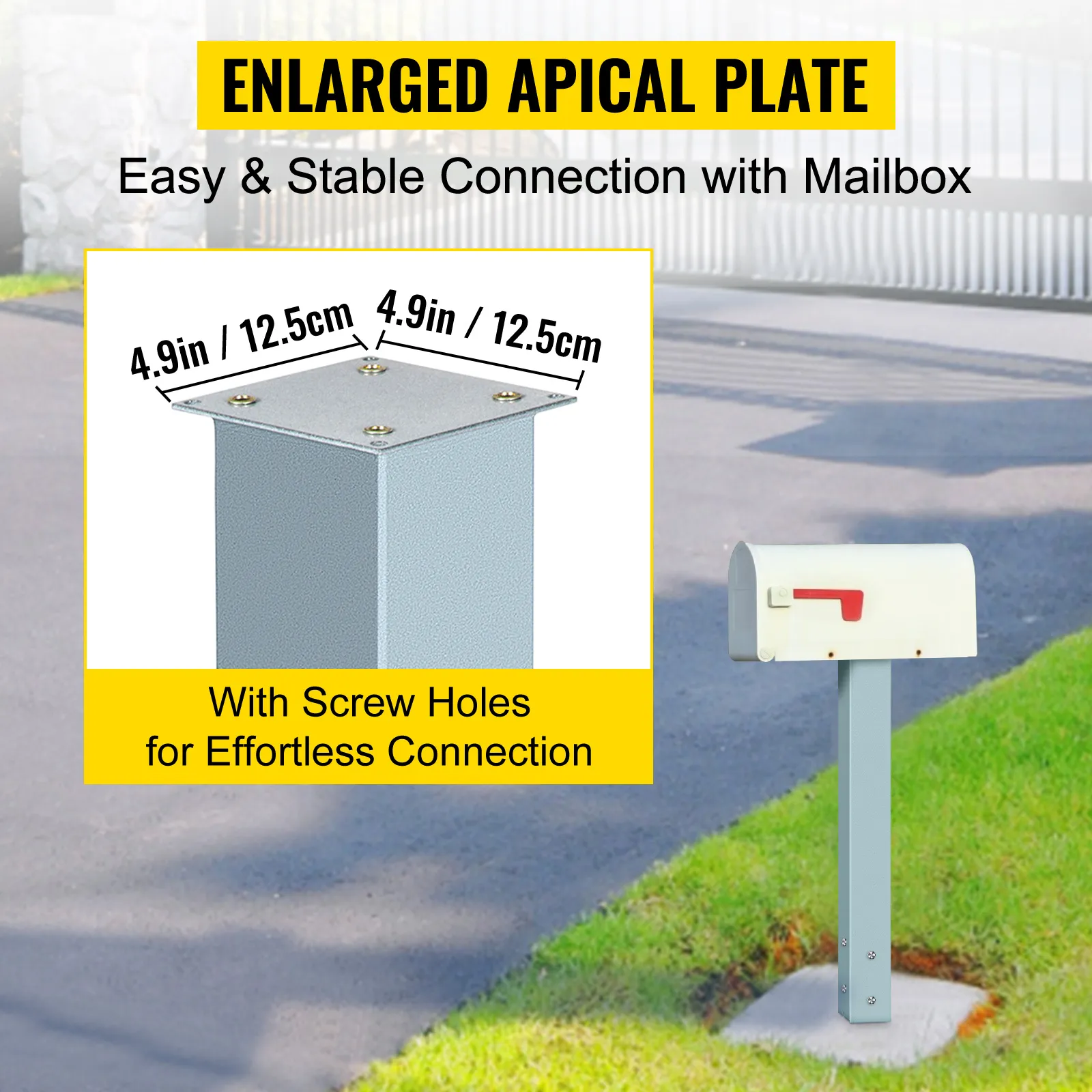 VEVOR Mailbox Post, 27" High Mailbox Stand, Granite Powder-Coated Mail ...
