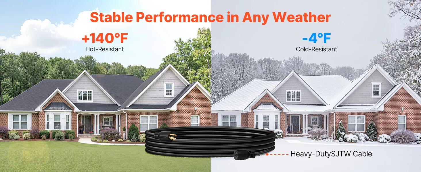 VEVOR 30 Amp Generator Cord and Power Inlet Box, 100 FT, 125/250V NEMA ...