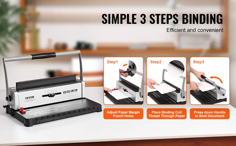 VEVOR Coil Spiral Binding Machine, Manual Book Maker 34-Holes Binding ...