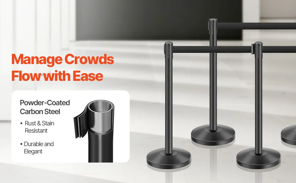 VEVOR Stanchion Post, 6 Pcs Stanchions with Retractable Belts, Carbon ...