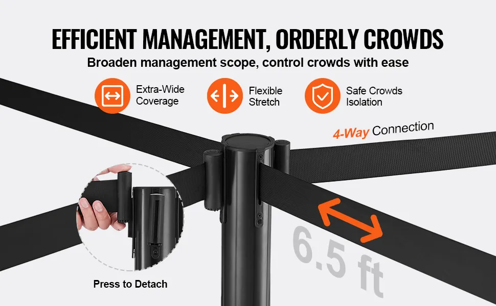 VEVOR Crowd Control Stanchions, 8-Pack Crowd Control Barriers with 4PCS ...