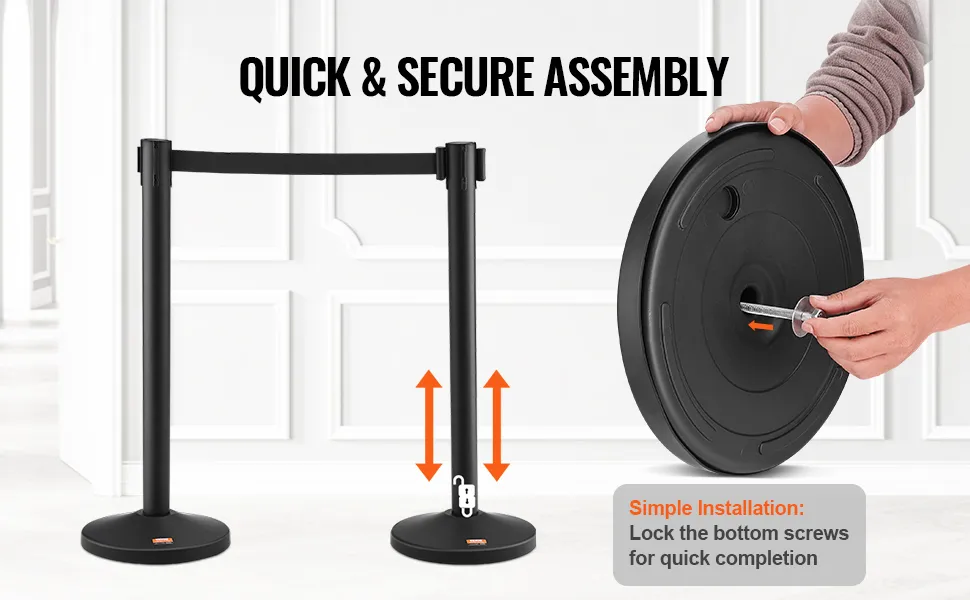 VEVOR Crowd Control Stanchion, 6-Pack Crowd Control Barrier, Carbon ...