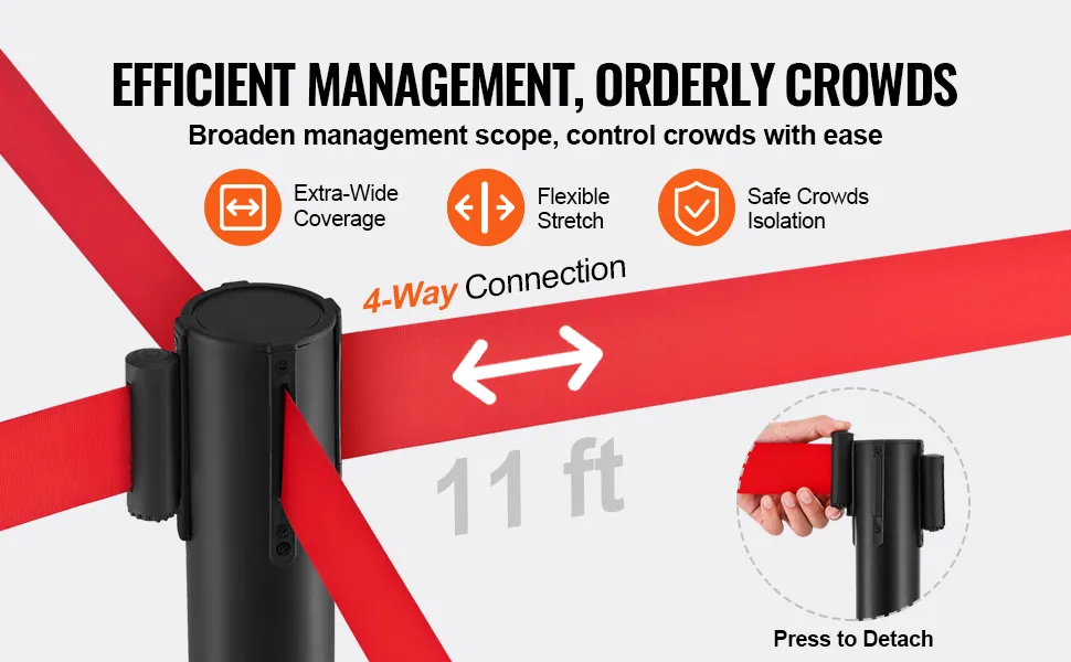 VEVOR Crowd Control Stanchions, 2-Pack Crowd Control Barriers, Carbon ...