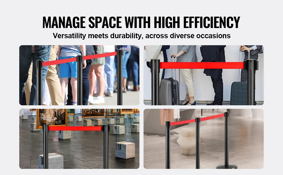 VEVOR Crowd Control Stanchions, 2-Pack Crowd Control Barriers, Carbon ...