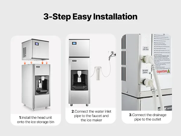 VEVOR Commercial Ice Maker, 300 Lbs/Day Ice Maker Machine, 180 Lbs ...