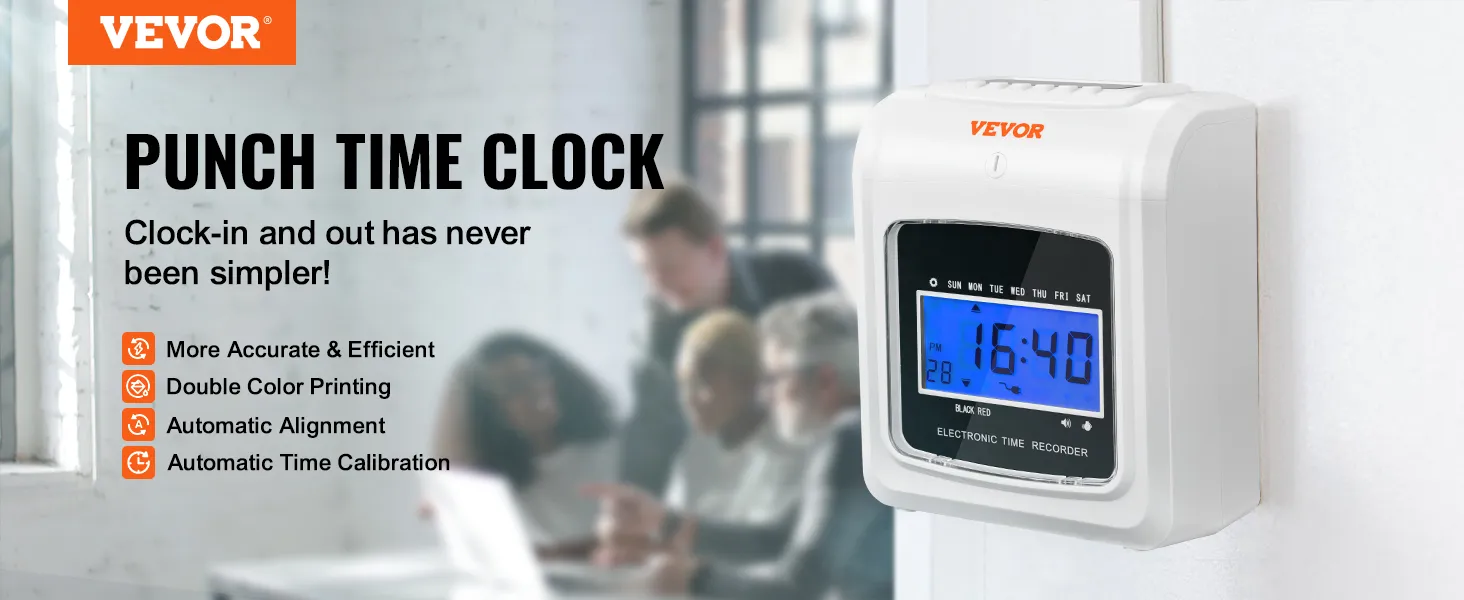 VEVOR Punch Time Clock, Time Tracker Machine for Employees of Small ...