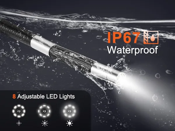 VEVOR Borescope Endoscope Two-Way 180° Articulating 5" IPS 8X Zoom 6.4mm Lens | VEVOR US