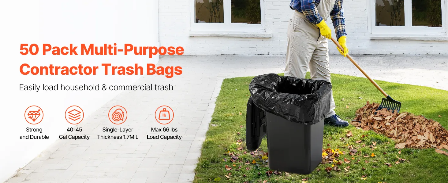 VEVOR Large Heavy Duty Garbage Bags — 40–45 Gallon Capacity