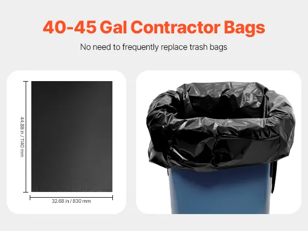 VEVOR Contractor Trash Bags, 40-45 Gallon Heavy Duty Contractor Trash ...